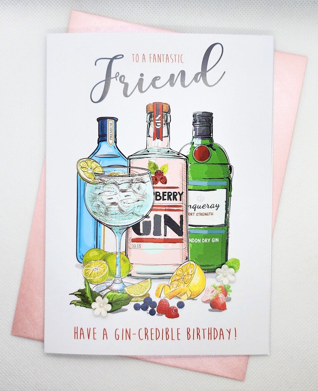 Friend Birthday Card Gin Birthday Card for Friend 3D Luxury Friend Gin ...