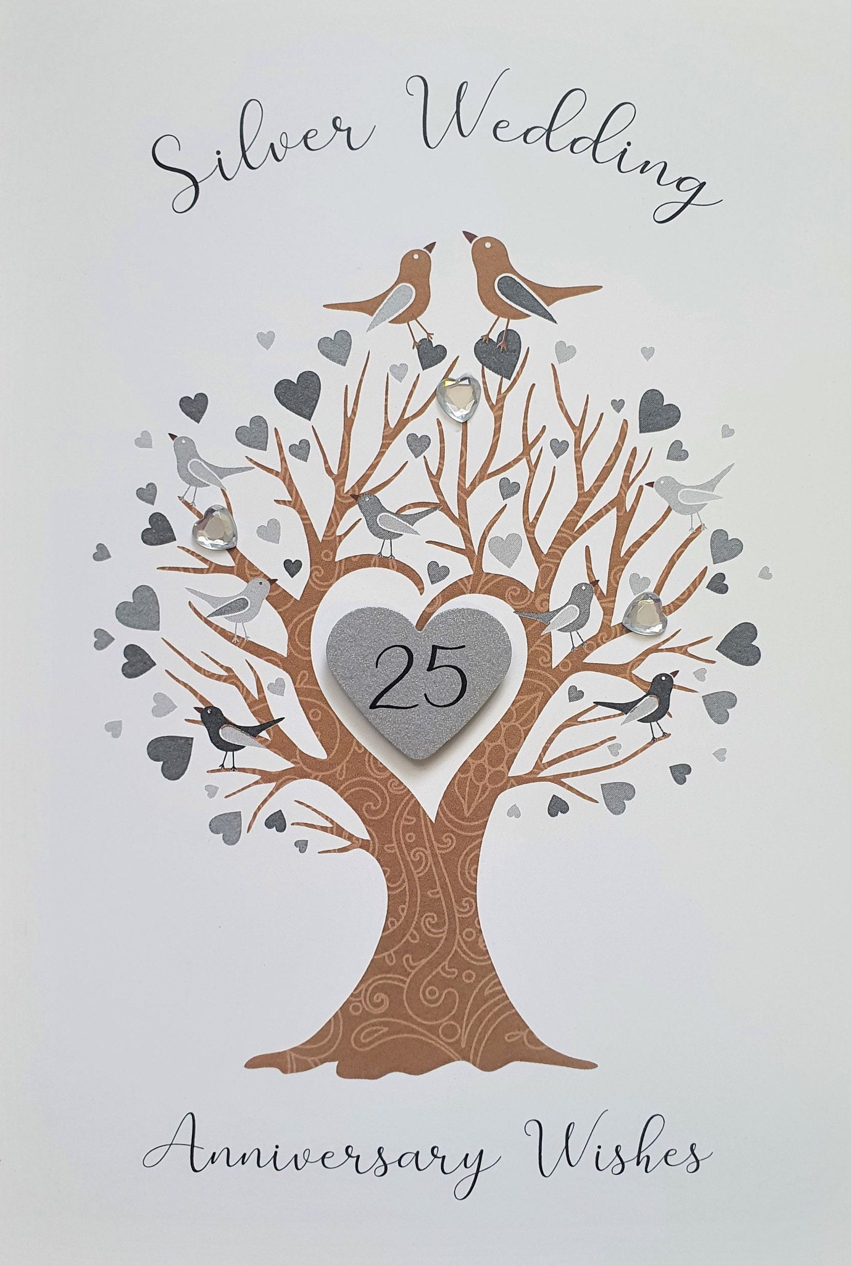 Silver Wedding Anniversary Card - 25th Wedding Anniversary Card - 3D ...