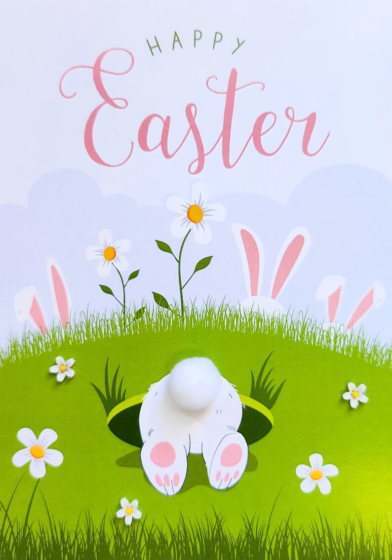 Cute Easter Card Cute Easter Rabbit Card Easter Bunny Card Special ...