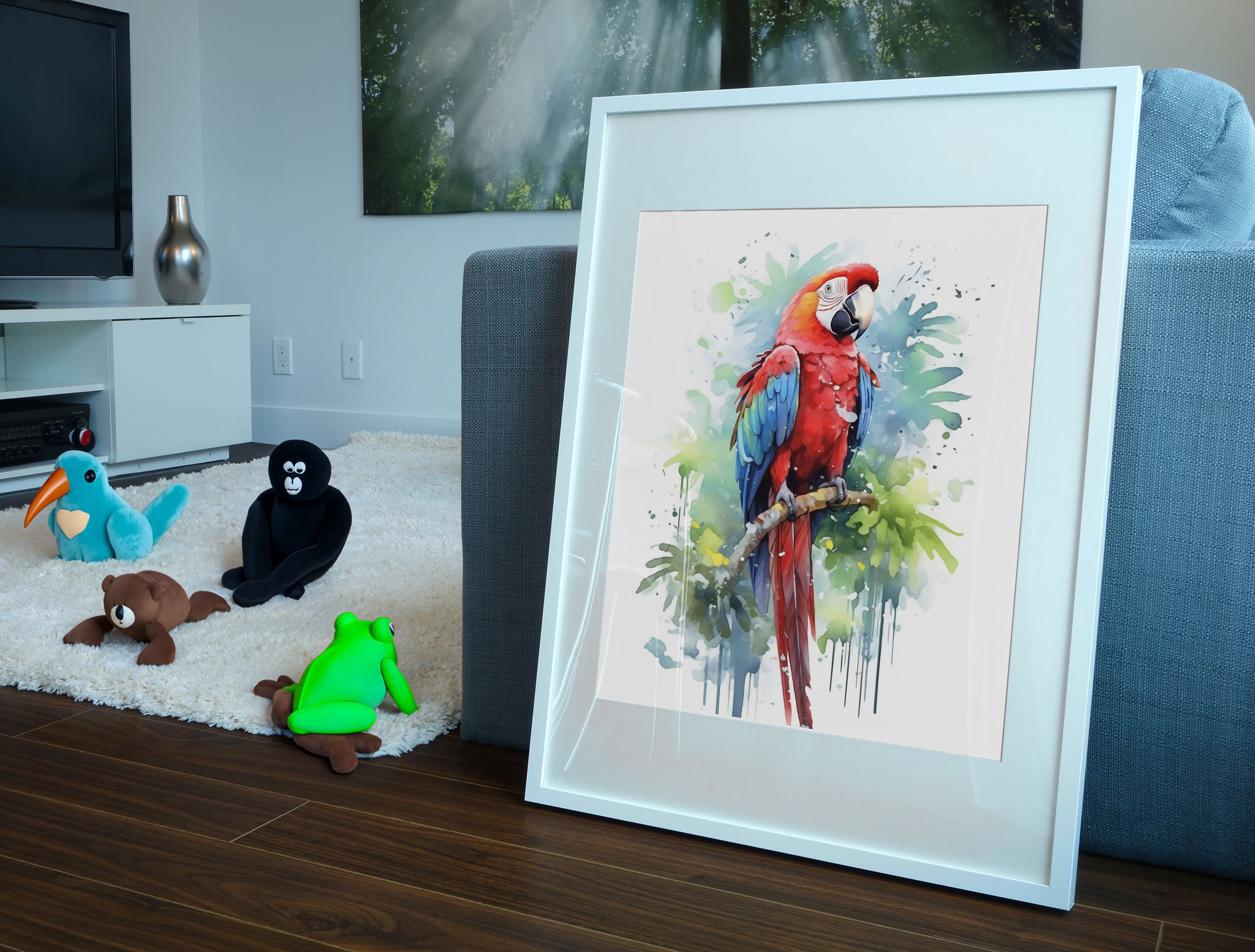 Rainforest Macaw Painting Printable Wall Art Instant - Etsy