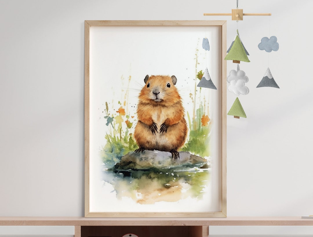 Adorable Beaver Painting Printable Wall Art Instant - Etsy