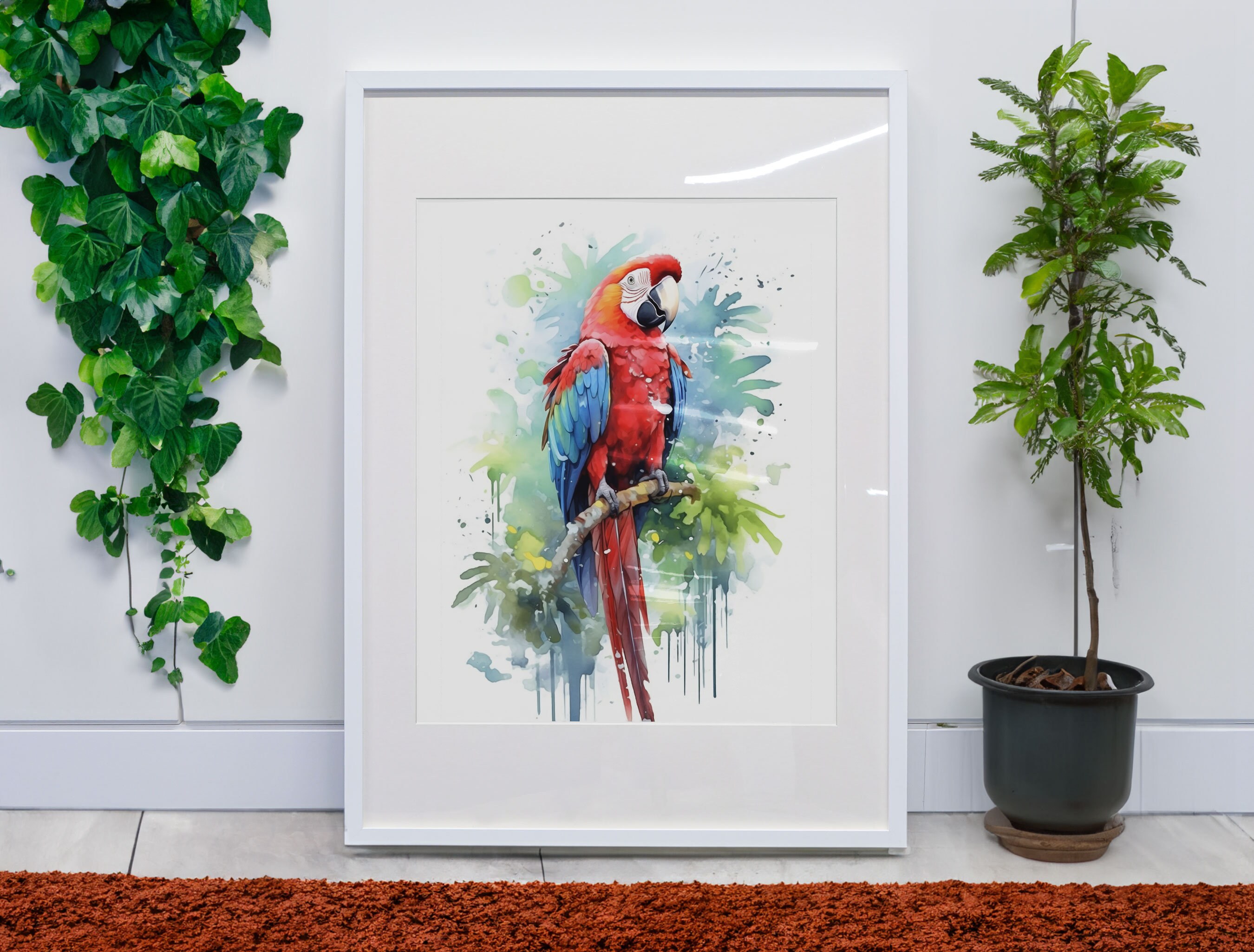 Rainforest Macaw Painting Printable Wall Art Instant - Etsy