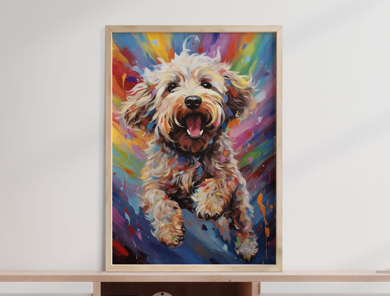 Blonde Cockapoo Rainbow Art Painting Printable Wall Art - Etsy