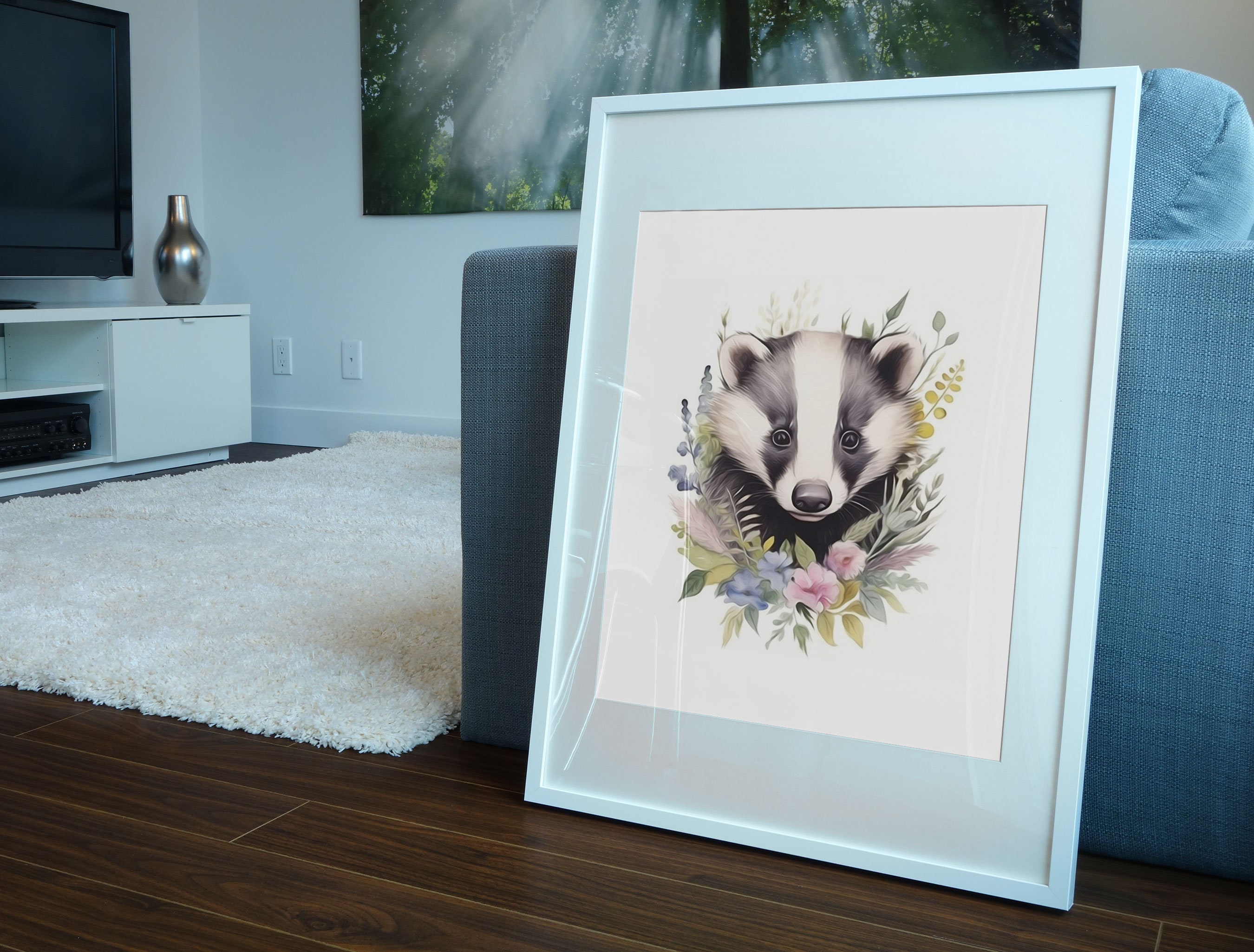 Cute Badger Portrait Painting Printable Wall Art Instant - Etsy España