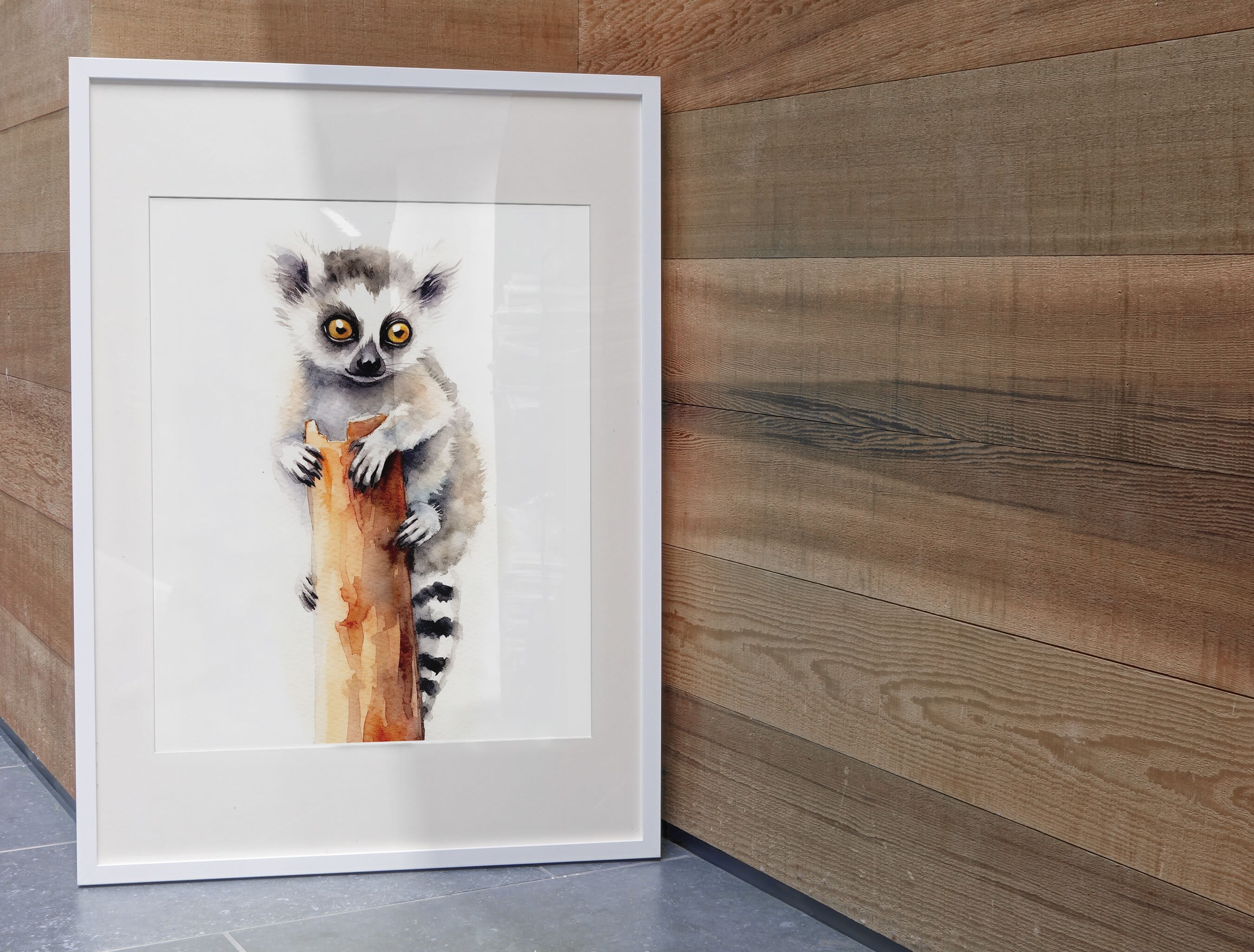 Baby Lemur Climbing a Tree Painting Printable Wall Art - Etsy