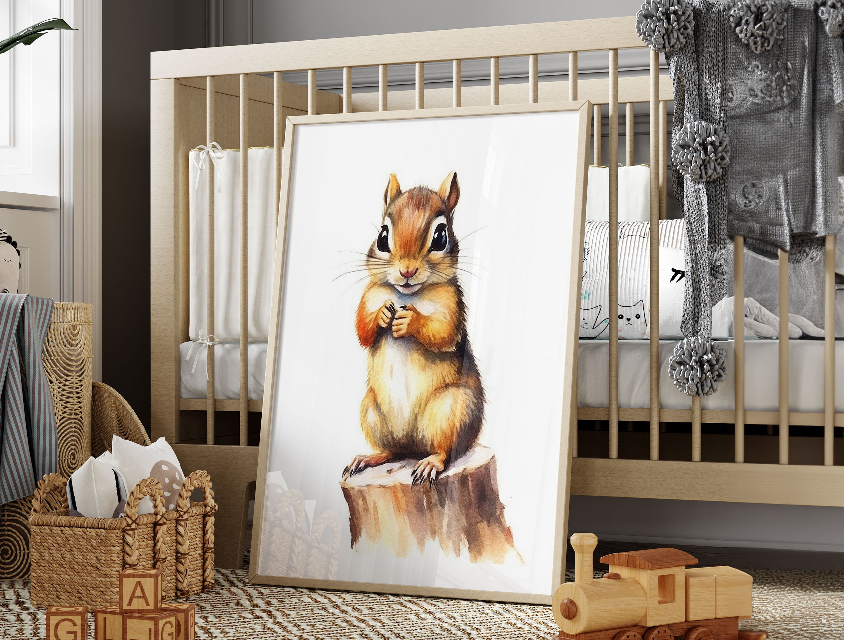 Lovable Chipmunk Painting Printable Wall Art Instant Download - Etsy