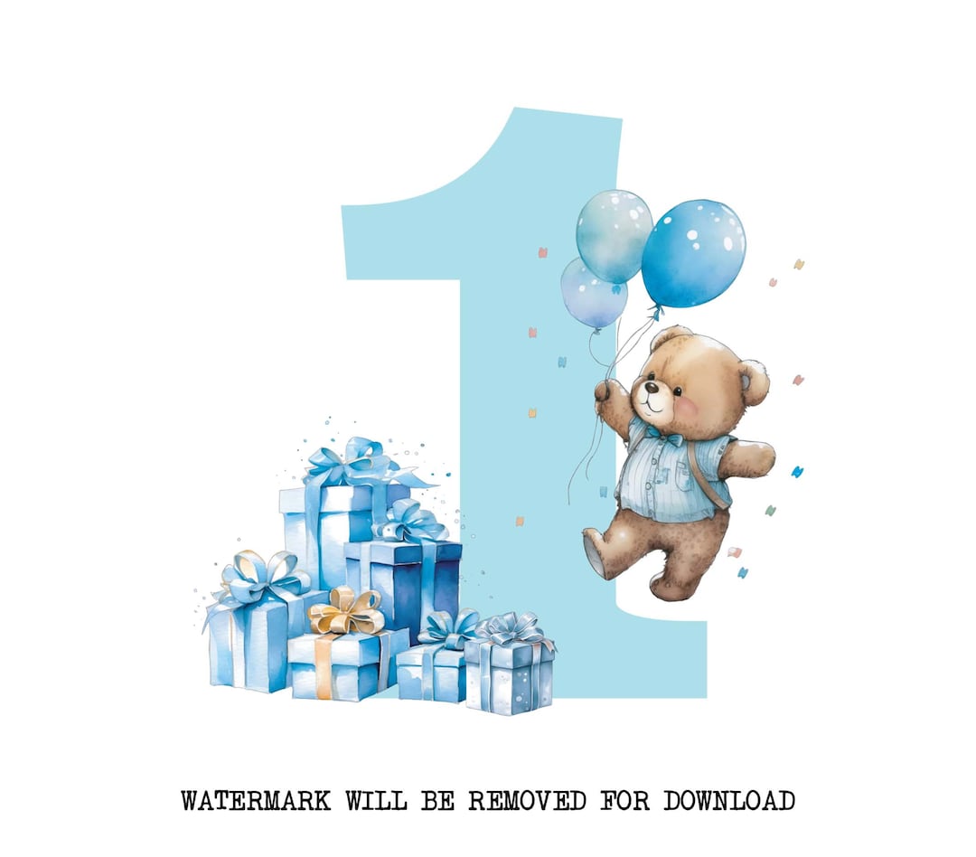 Boy's 1st Birthday, Teddy Bear 1st Birthday, Blue First Birthday ...