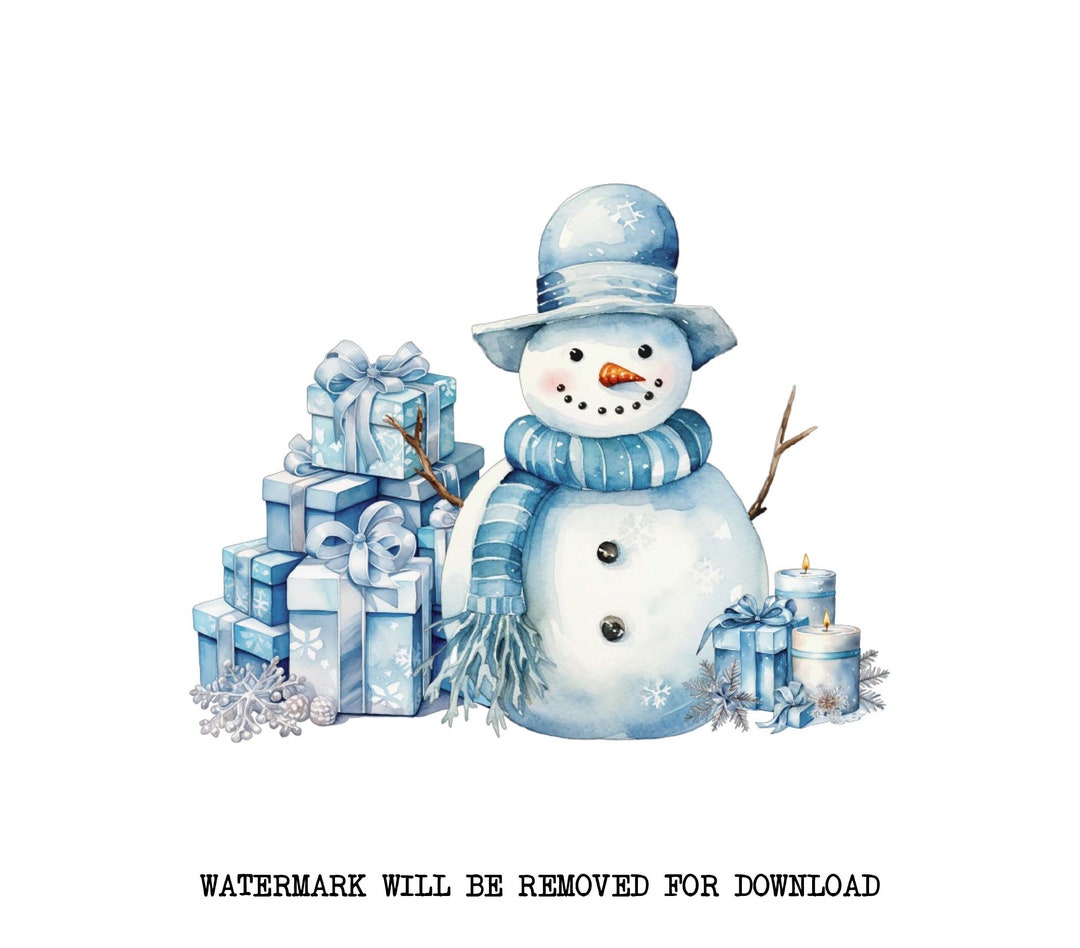 Snowman Blue Gifts PNG, Winter Baby Clipart, Winter Scene Sublimation ...
