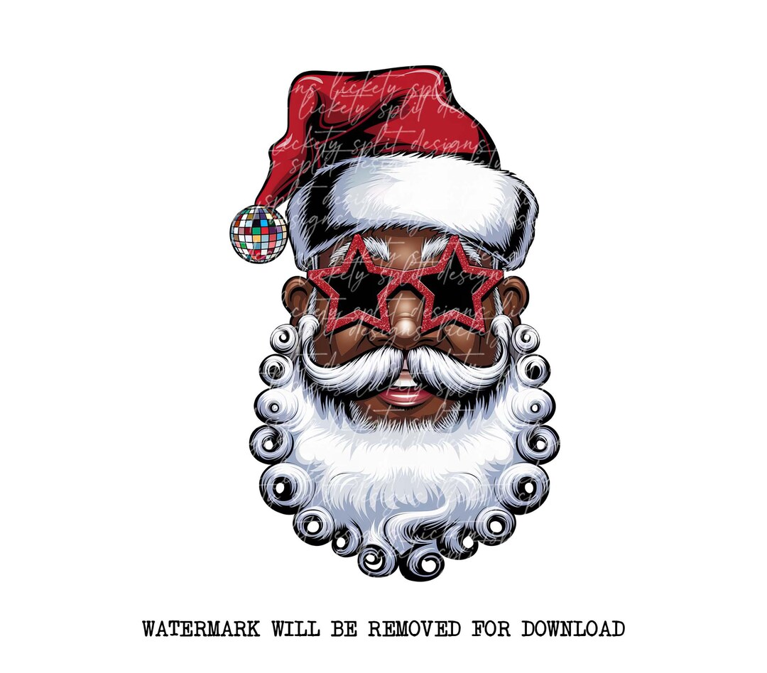 Retro Disco Santa PNG, Black Santa Christmas Sublimation Design, Funky ...