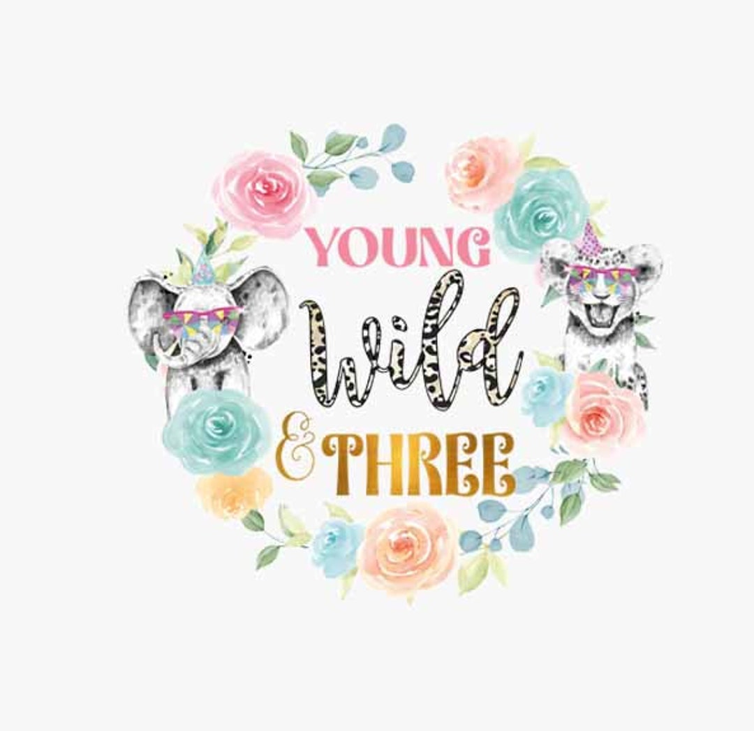 Young Wild & Three Baby Safari Animals PNG, 3rd Birthday Instant ...
