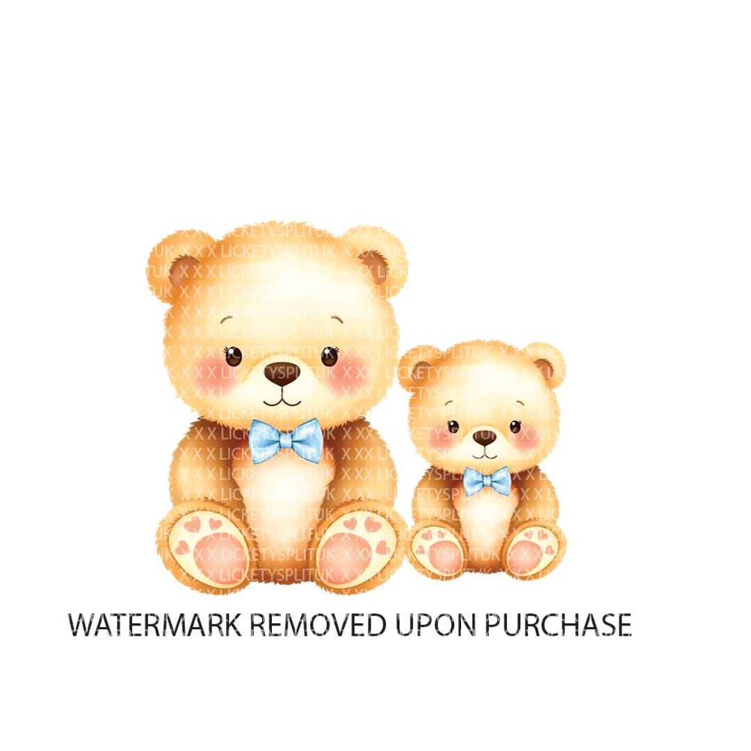 Daddy and Baby Bear Clipart, Watercolor Teddy Bear PNG, Cute Bear ...