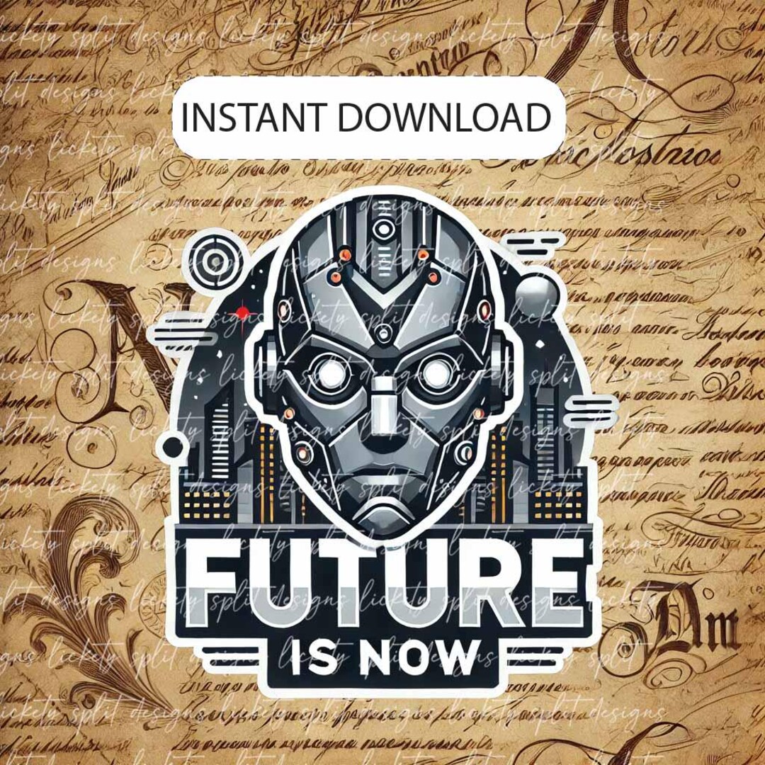 Futuristic Robot Sticker Download, Cyberpunk AI Mask, Sci-fi Future is ...