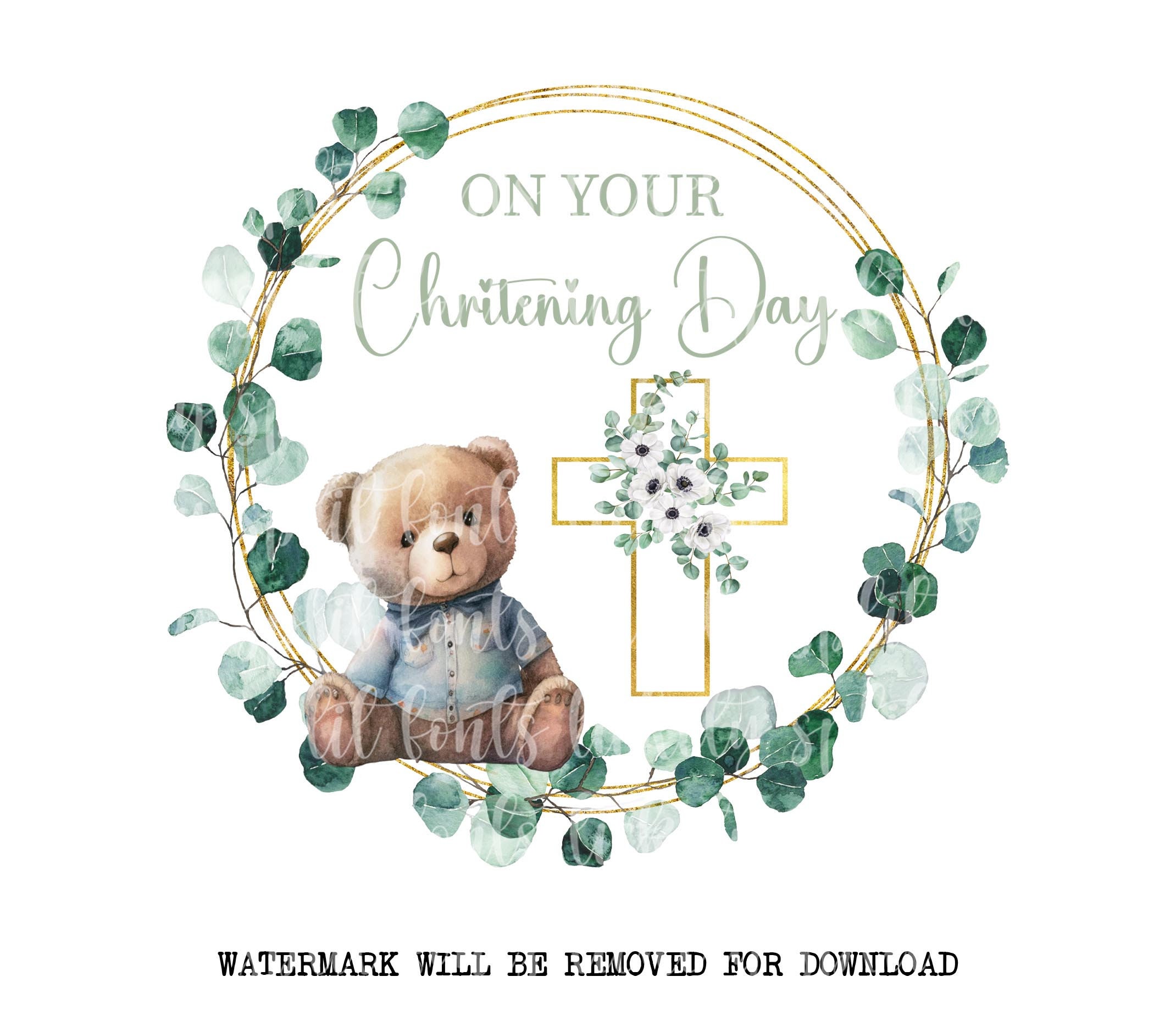 Christening Design Blue Teddy PNG Christian Baby Boy - Etsy