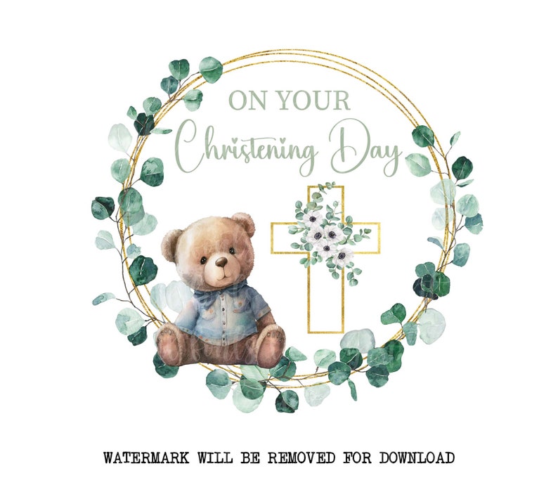 Christening Design, Blue Teddy PNG, Christian Baby Boy, Christening Day ...
