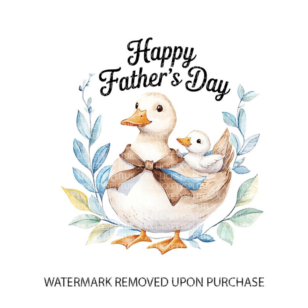 Happy Father’s Day PNG, Cute Duck and Duckling Watercolor Sublimation ...