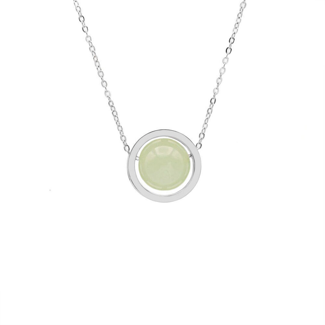 Jade Necklace Silver, Small Jade Circle Pendant Necklace, Jade Fidget ...