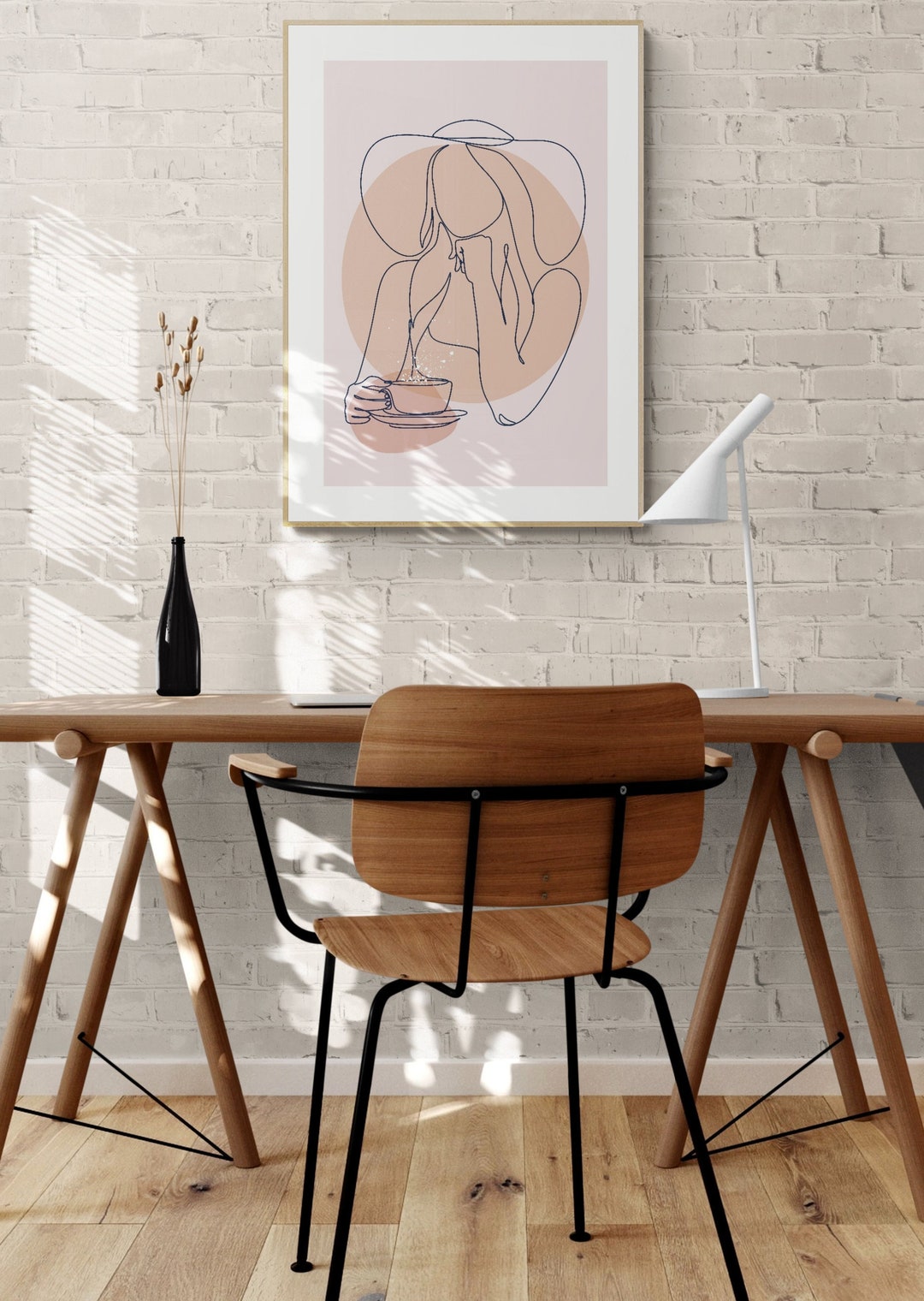 Single Line Drawing Portrait Woman With Coffee LINE ART - Etsy