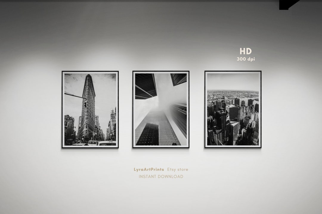 Black and White Architecture NYC Wall Art, Set of 3 New York Posters ...