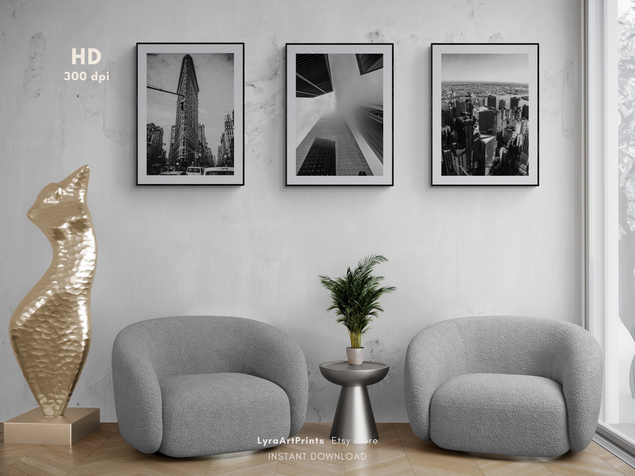 Black and White Architecture NYC Wall Art, Set of 3 New York Posters ...
