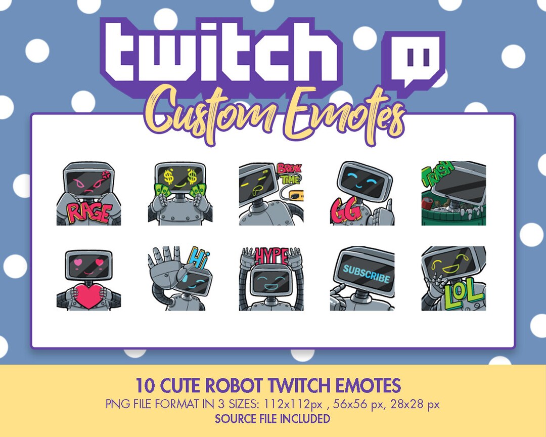 10 Twitch Robot Emote Pack Twitch Emotes Discord Sticker - Etsy España