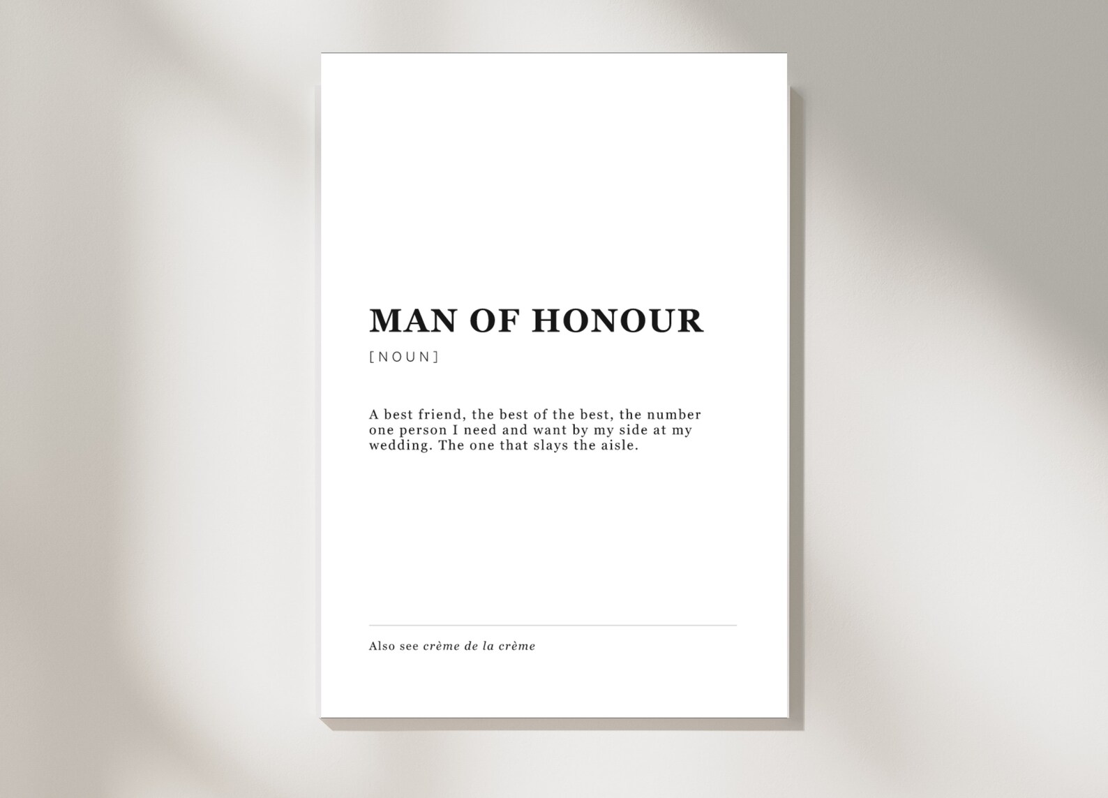 Man of Honour Print, Man of Honour Definition Print, Man of Honour ...