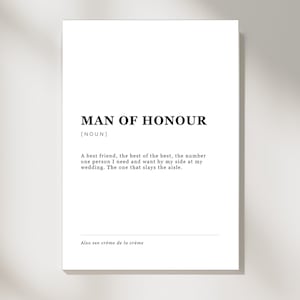 Man of Honour Print, Man of Honour Definition Print, Man of Honour ...