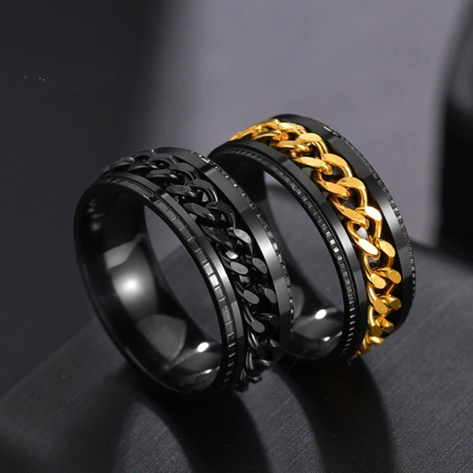 Rotatable Spinner Chain Punk Ring Spinner Ring Chain Chain - Etsy