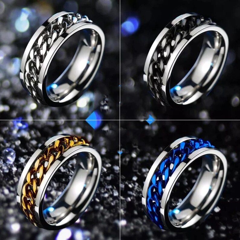 Rotatable Spinner Chain Punk Ring Spinner Ring Chain Chain - Etsy