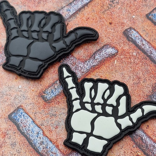 Shaka Hang Loose Gesture Hand Skeleton Bones Rubber Patch - Etsy