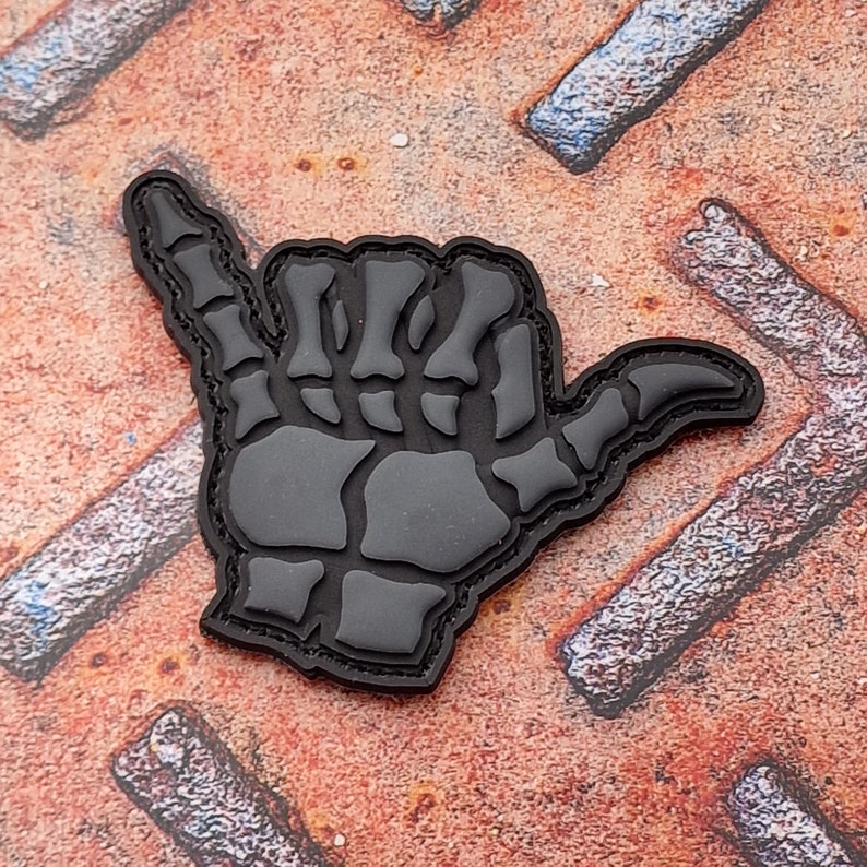 Shaka Hang Loose Gesture Hand Skeleton Bones Rubber Patch - Etsy