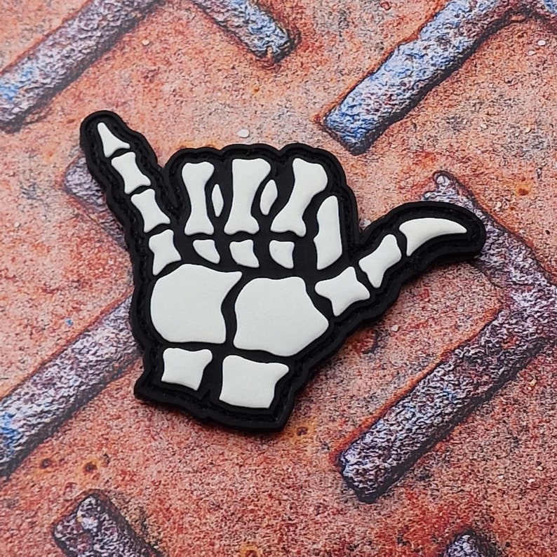 Shaka Hang Loose Gesture Hand Skeleton Bones Rubber Patch - Etsy