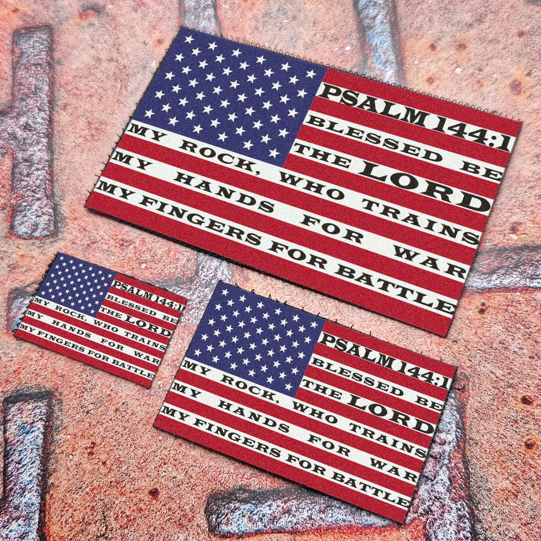 American Psalm 144:1 Bible Verse Christian Vinyl Flag Tactical Morale ...