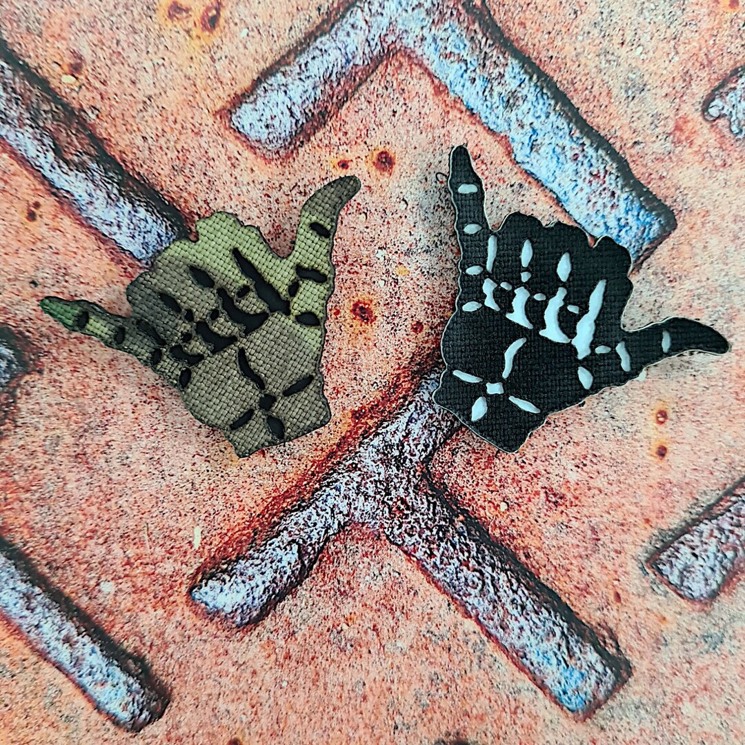 Tiny Shaka Hang Loose Hand Skeleton Bones Lasercut Morale Small ...