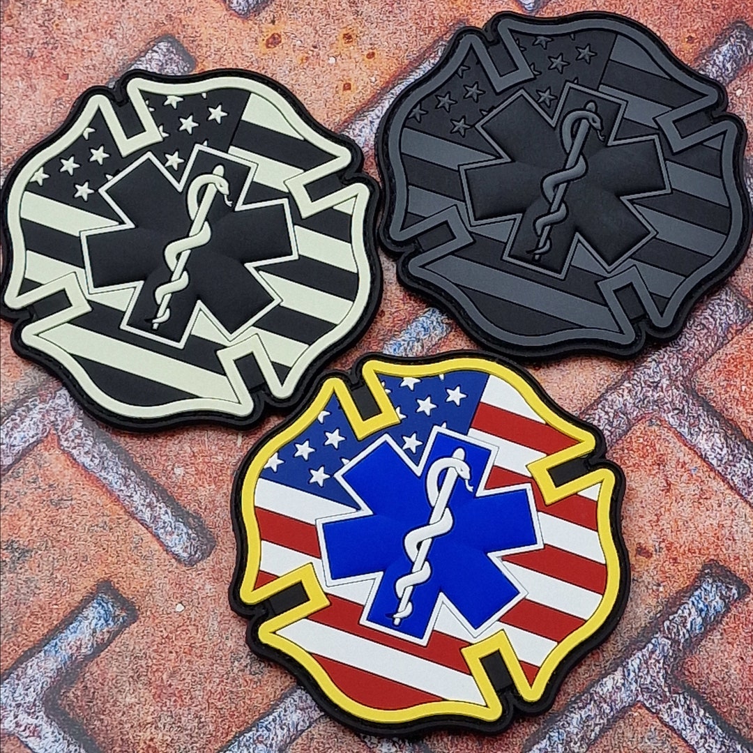 EMS Fire Fighter American Flag Rubber Patch - Etsy