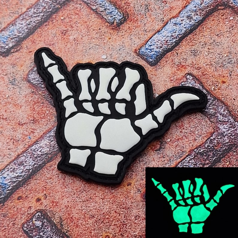 Shaka Hang Loose Gesture Hand Skeleton Bones Rubber Patch - Etsy