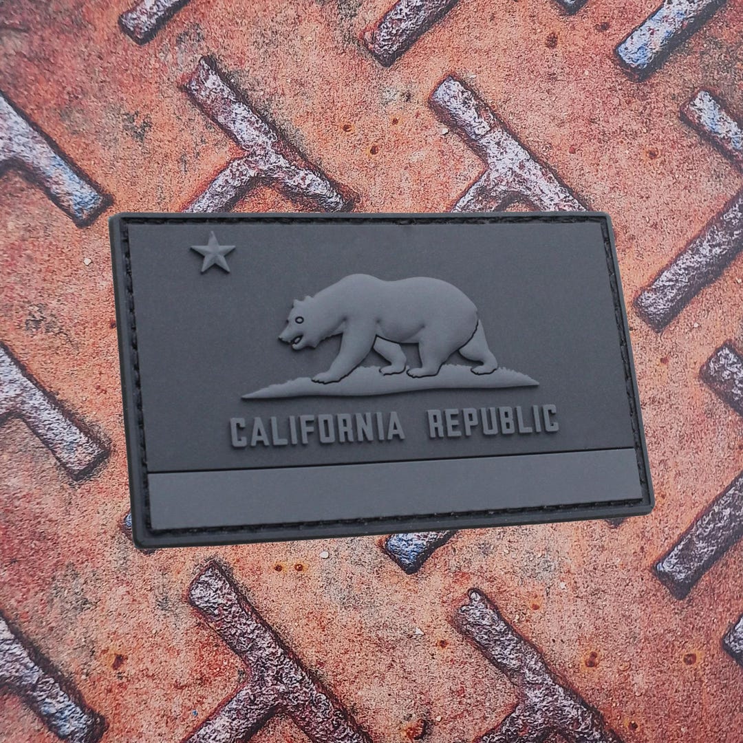 Subdued California CA State Flag PVC Blackout Morale Patch Hook Backed ...