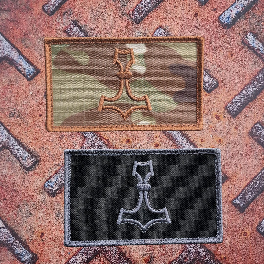 Mjolnir Thor Hammer Patch – Blackout Subdued Norse Viking Symbol 2x3.25 ...