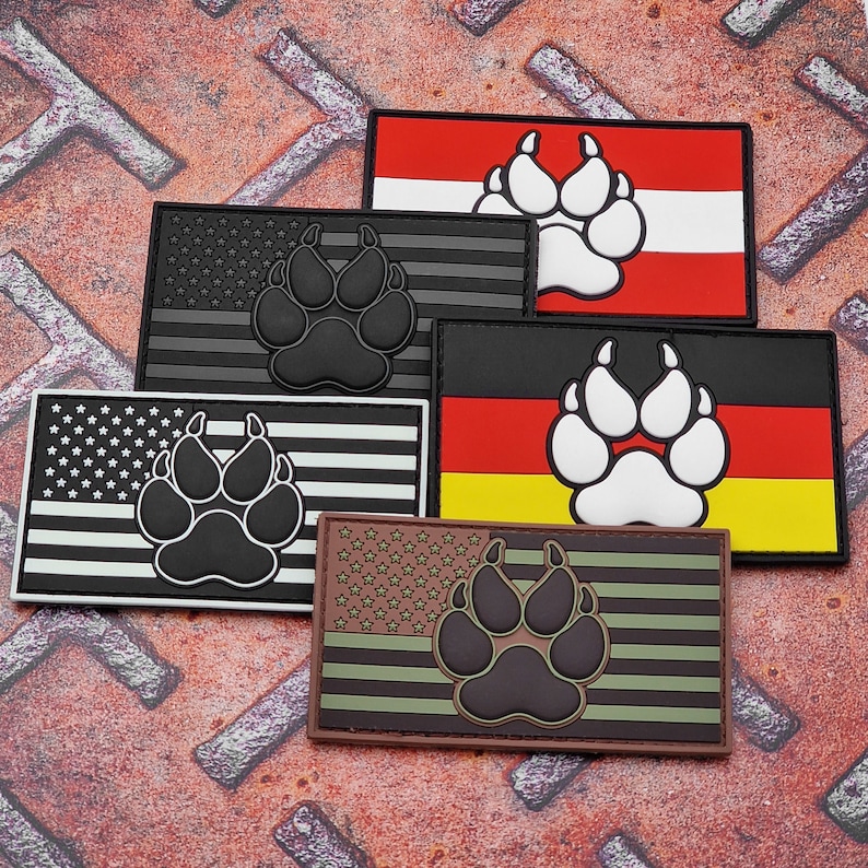 K9 Handler Dog Paw in Flag PVC Rubber Patch - Etsy