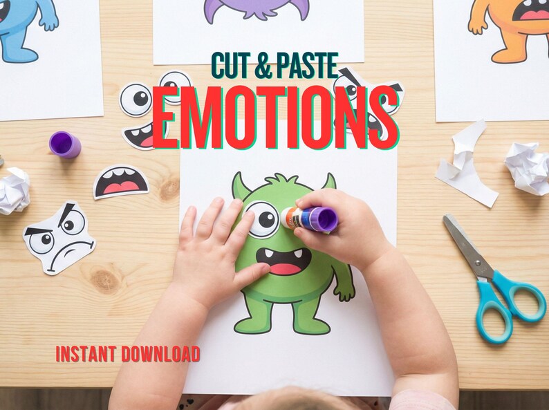 Emotion Monster Craft | Cut and Paste Activity (PDF Pattern) - Etsy