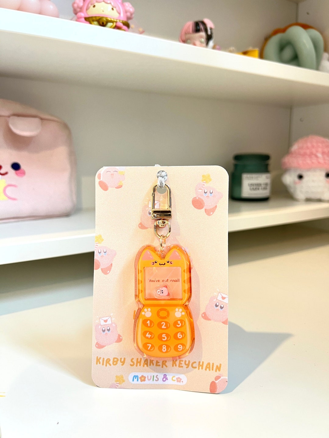 Flip Phone Kirby Shaker Keychain Cute Keycharm Key - Etsy Australia