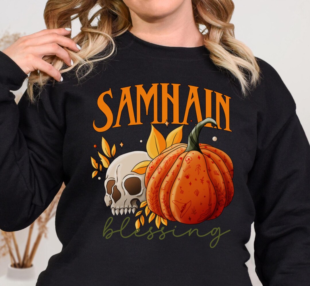 Samhain Blessing Sweatshirt, Wheel of the Year, Pagan Holiday Sweater ...