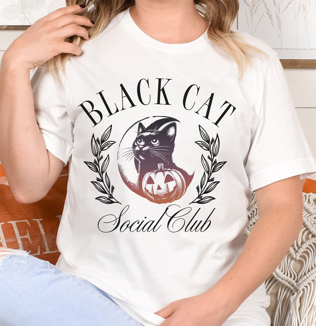 Black Cat Social Club Tshirt, Black Cat Club, Black Cat Lover ...
