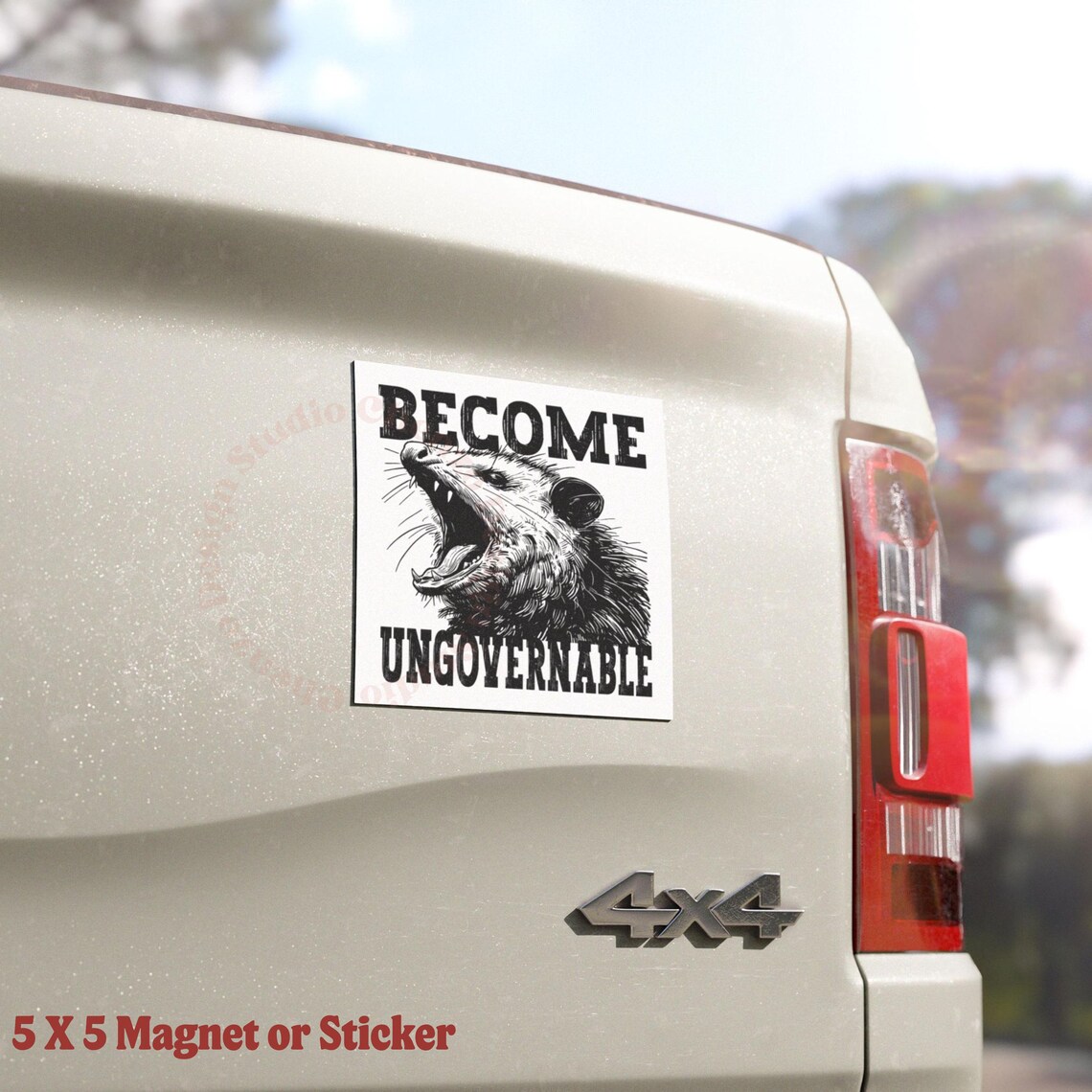 Become Ungovernable Bumper Sticker or Car Magnet, Vintage Angry Opossum ...