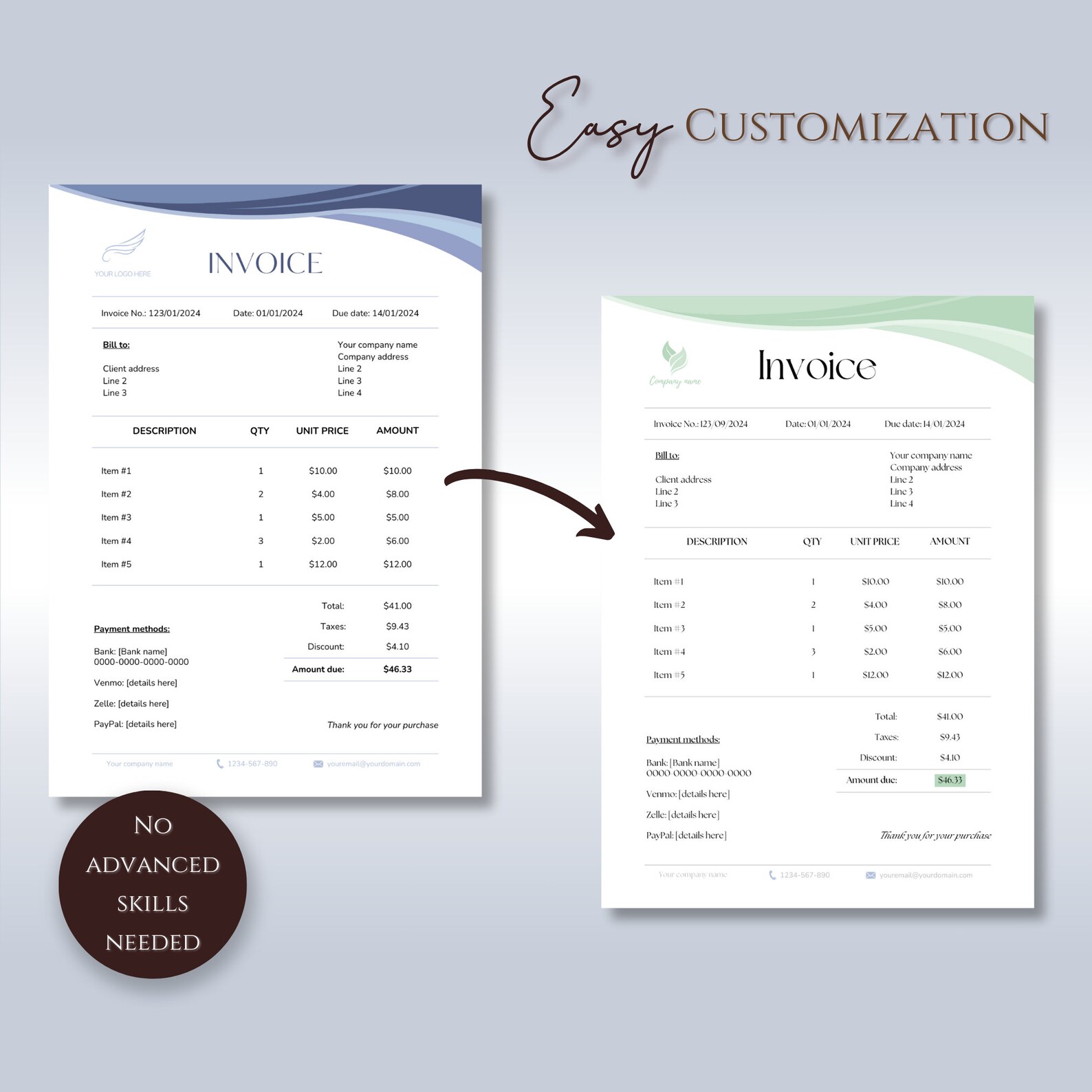 Digital Invoice Template, Small Business, Clean Invoice Template ...