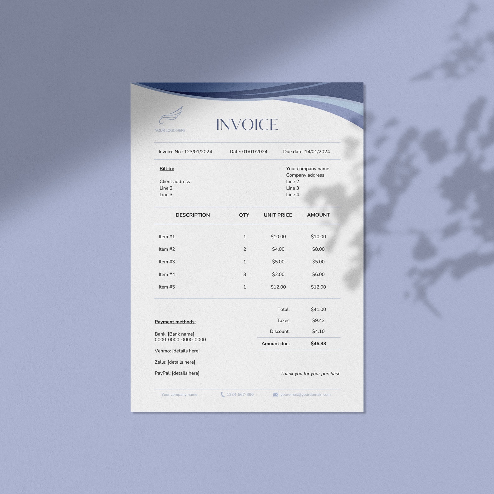 Digital Invoice Template, Small Business, Clean Invoice Template ...
