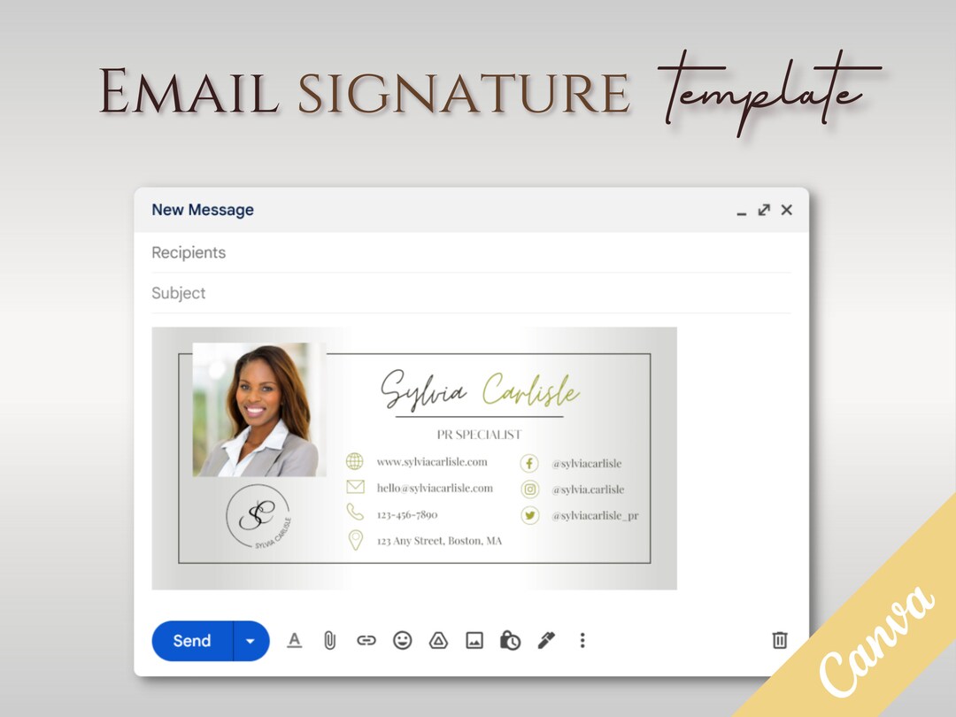 Professional Email Signature Template for Canva Editable - Etsy