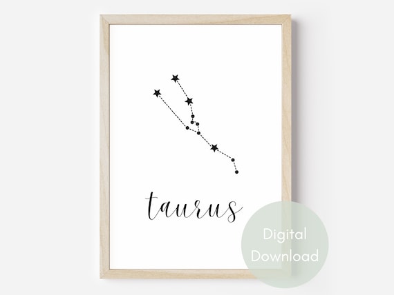 Taurus Constellation Line Art Print Taurus Print - Etsy