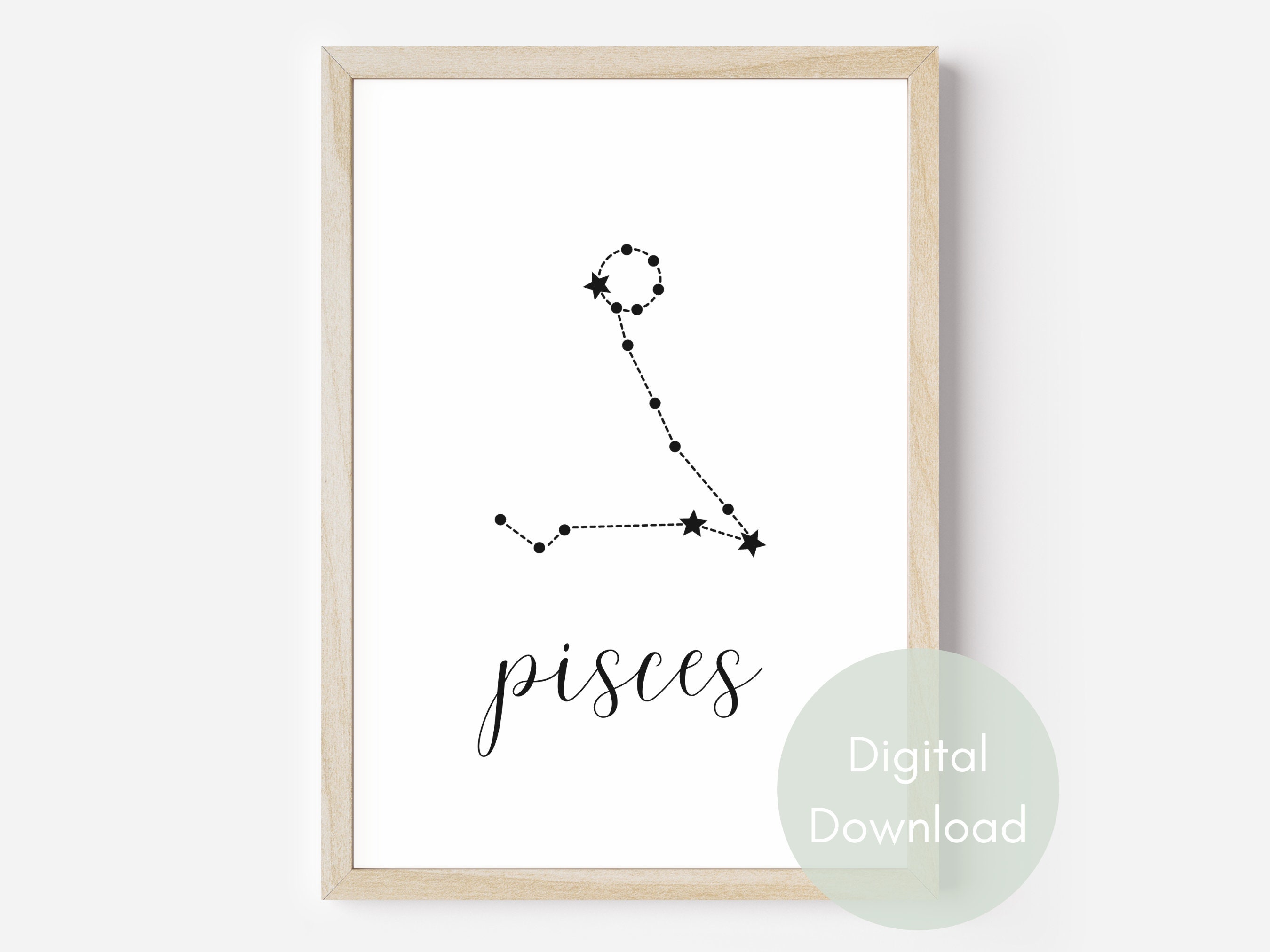 Pisces Constellation Line Art Print | Pisces Print | Constellation Line ...