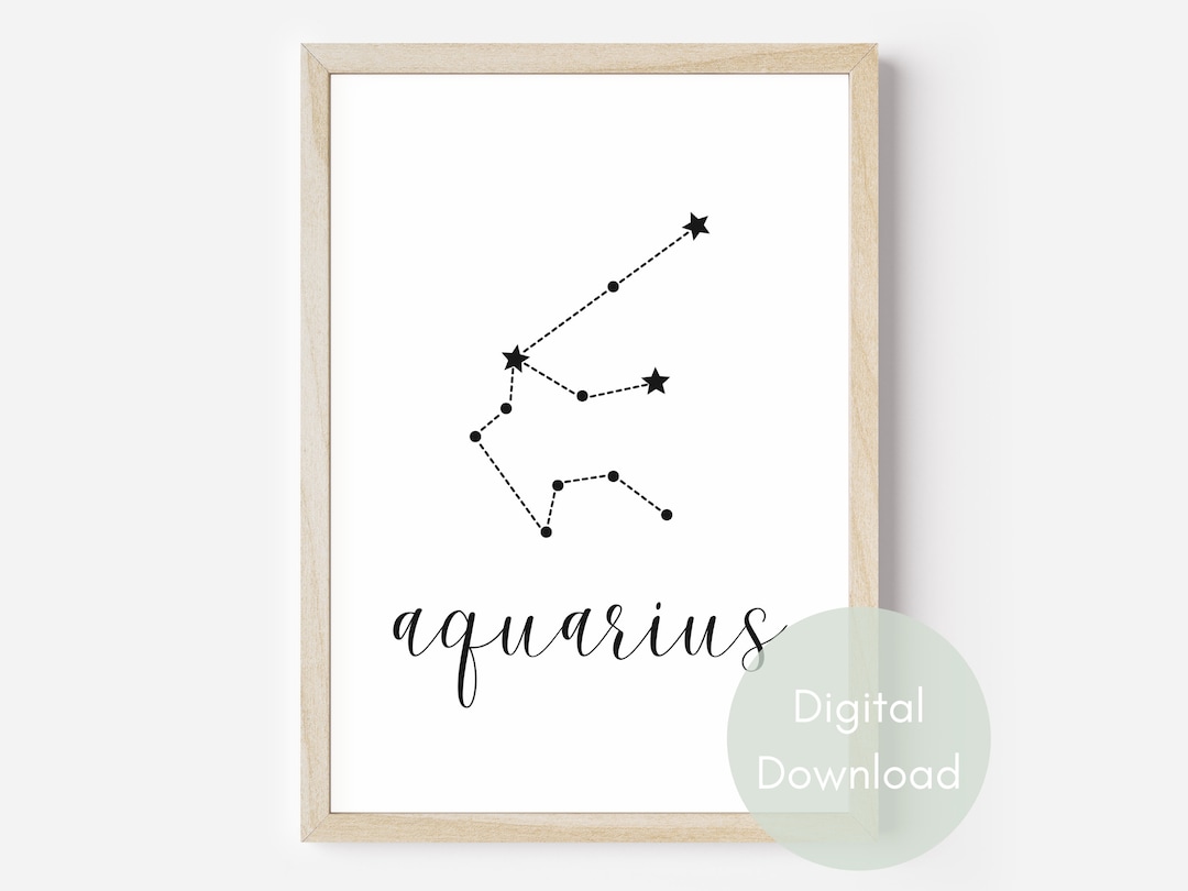 Aquarius Constellation Line Art Print | Aquarius Print | Constellation ...