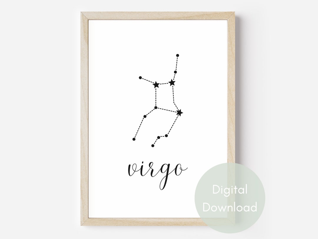 Virgo Constellation Line Art Print | Virgo Print | Constellation Line ...